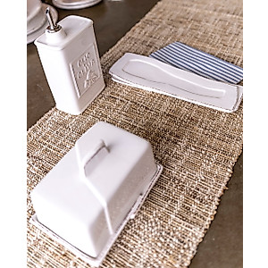 Vietri Lastra White Spoon Rest, 11" Ceramic Cooking/Serving Utensil Tray, Stove/Counter Decor