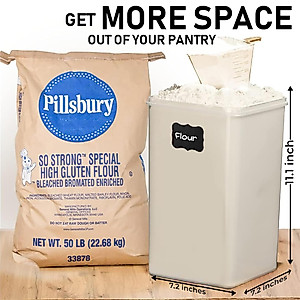 XXL 6.5L / 250 Oz x 2 & XL 5.2L / 175 Oz x 2 - WIDE & DEEP Food Storage Airtight Containers [Set of 4] + Free 4 Measuring Cups + Labels - Ideal for Sugar, Flour Leakproof BPA Free Clear Plastic