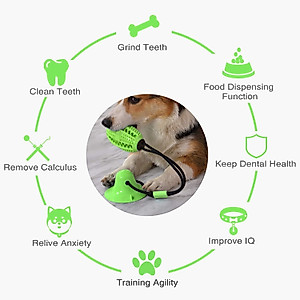 PrimePetPlay Suction Cup Dog Chew Puzzle Toy - Bite Resistant and Durable - Perfect for Aggressive Chewers - Dental Health and Interactive Play, Suitable for Small, Medium & Large Dogs, Green