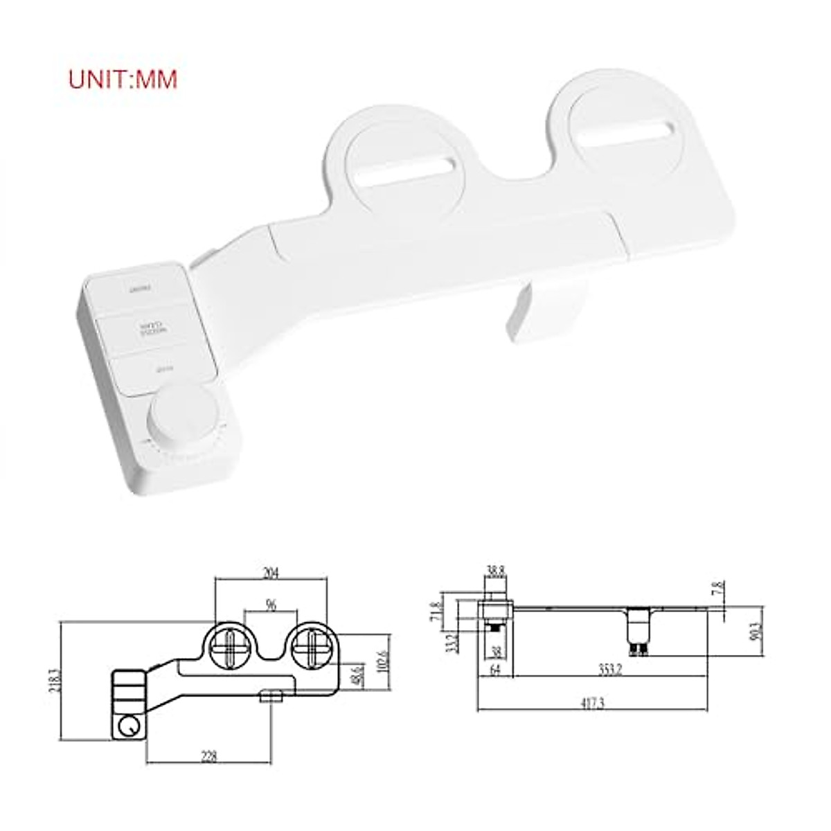 EOLTMESS Bidet Attachment for Toilet, Ultra-Slim Self Cleaning Dual Nozzle Hygienic Toilet Bidet, Warm & Cold Fresh Water Bidet Sprayer with Feminine Wash & Rear Wash(1/2)
