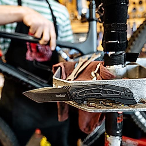 Kershaw Flatbed Pocket Knife, Black 3.125 inch Blade with SpeedSafe Opening Mechanism, Glass Filled Nylon Handle with Liner Lock and Pocketclip