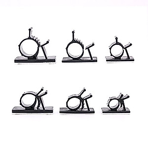 Rustark 100Pcs 3 Sizes Adjustable Multipurpose Self-Adhesive Cable Clips Wire Clamps Cord Holders Cable Organizers for Cord Management