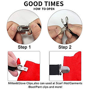 Adjustable Mitten Clips, Elastic Gloves Clips for Boys, Kids, Toddlers, Adults