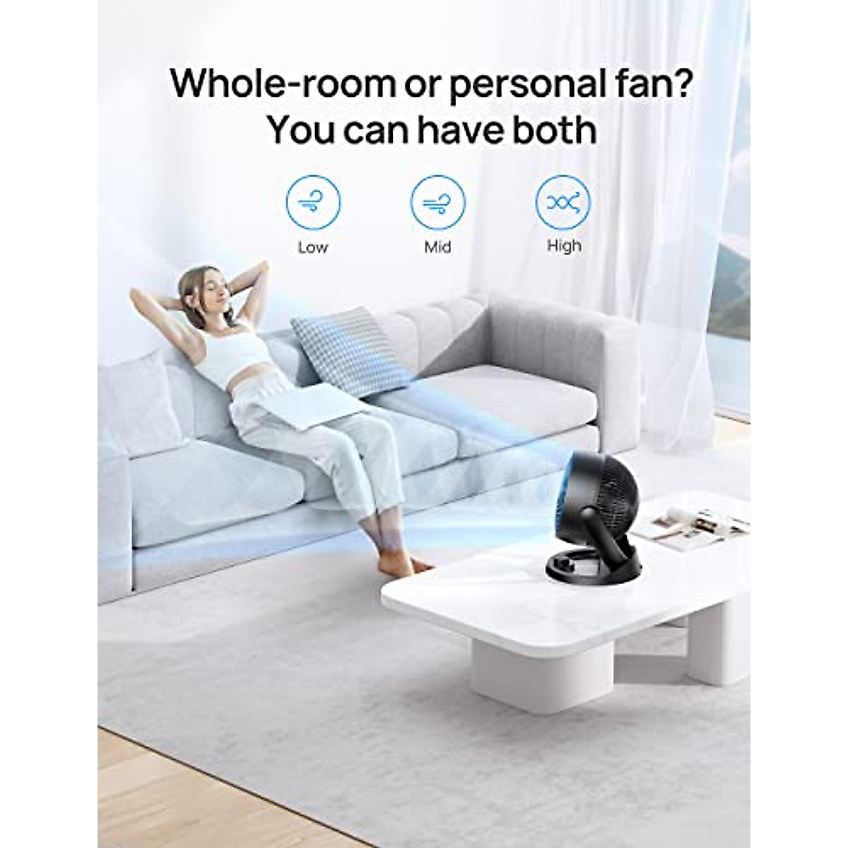 Dreo Fans for Home Bedroom, Table Air Circulator Fan for Whole Room, 9 Inch, 70ft Strong Airflow, 120° adjustable tilt, 28db Low Noise, Quiet, 3 Speeds, 2023 New Desk Fan for Office, Kitchen, Home