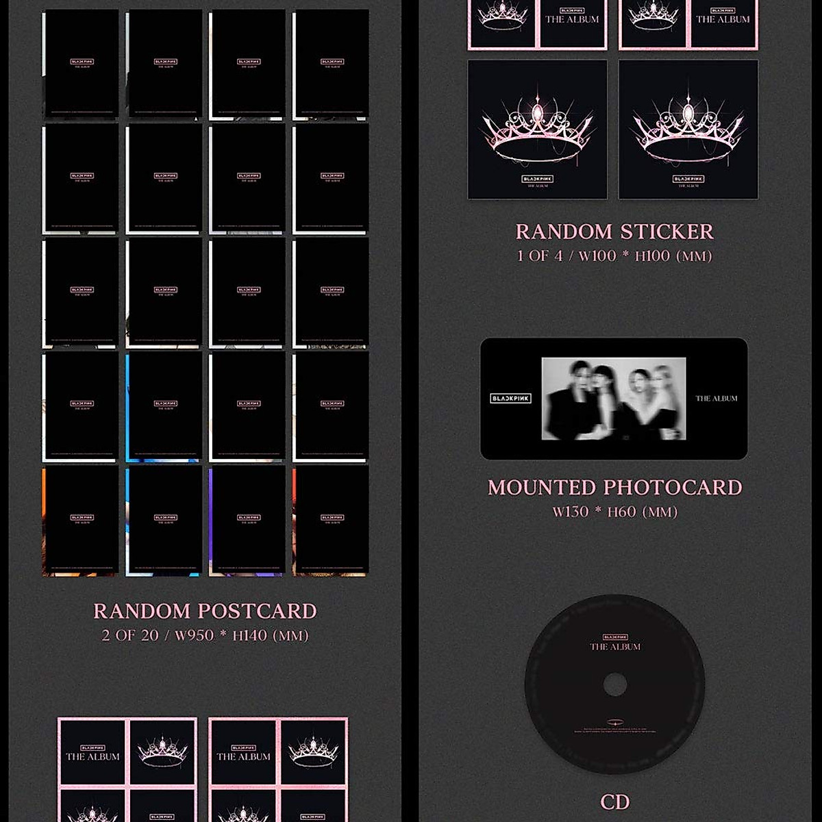 Blackpink 1st Full Album The Album Set (Version 1,2,3,4) (Incl. Blackpink Mobile Grip Holder, Blackpink Transparent Photocard Set)