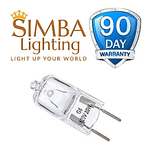 Simba Lighting Halogen Light Bulb G8 T4 20W JCD Bi-Pin (10 Pack) Shorter 1-3/8" (1.38") Length for Under Cabinet Puck Lights, Kitchen Hood, Landscape Lights, Desk Lamps 120V Dimmable, 2700K Warm White