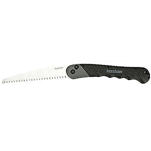 Kershaw Taskmaster Folding Saw (2555X); for Camping and Hunting with Serrated High Performance 7 in. Steel Blade, Lock Button Release and Glass-Filled Nylon Handle with Rubber Overlay