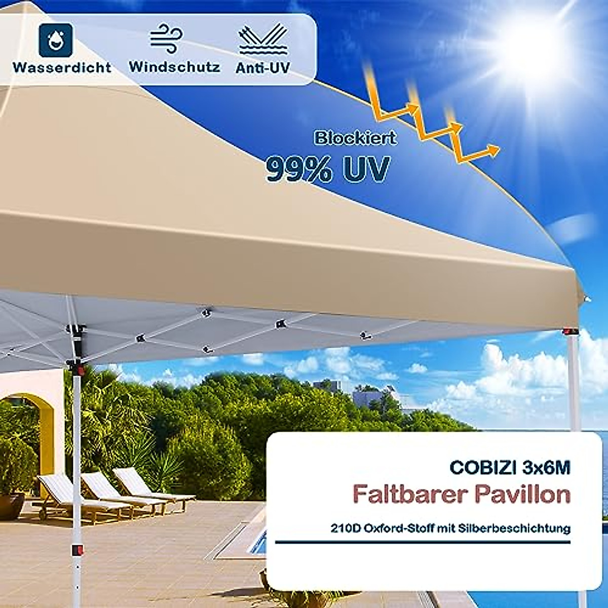 COBIZI 10x20 Pop Up Canopy Tent with 6 Removable Sidewalls, Easy Up Commercial Canopy, Waterproof and UV50+ Gazebo with Portable Bag, Adjustable Leg Heights,Party Tents for Parties