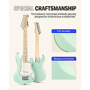 Donner 30 Inch Junior Electric Guitar Beginner Kit ST Style Mini Electric Guitar Starter Package for Teens with Amp, 600D Bag, Tuner, Picks, Cable, Strap, Extra Strings DSJ-100