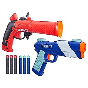 NERF Fortnite Dual Pack includes 2 Blasters (Flint-Knock & LP) and 6 Elite Foam Darts