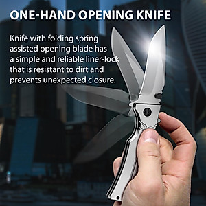 3.5" Blade Pocket Knife - Sharp Folding Knives for Men Women - Tactical Survival Camping Hunting Knofe - Gray EDC Knife with Pocket Clip - Gift for Men - Stocking Stuffers 140106