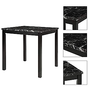Harper & Bright Designs 5-Piece Faux Marble Top Dining Set, Counter Height Kitchen Table Set-Dining Table with Faux Marble Top and 4 Black High Back Upholstered Chairs