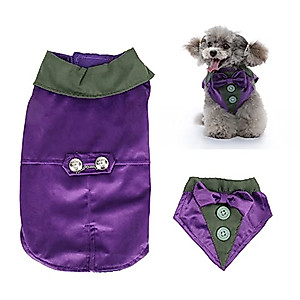 Dog Shirt Puppy Pet Small Dog Clothes Dogs Tuxedo Cute Elegant Dog Costumes Fashionable Retro Dog Formal Wedding Party Suit with Bow Tie for Small and Medium Dogs Cats Purple (XL)