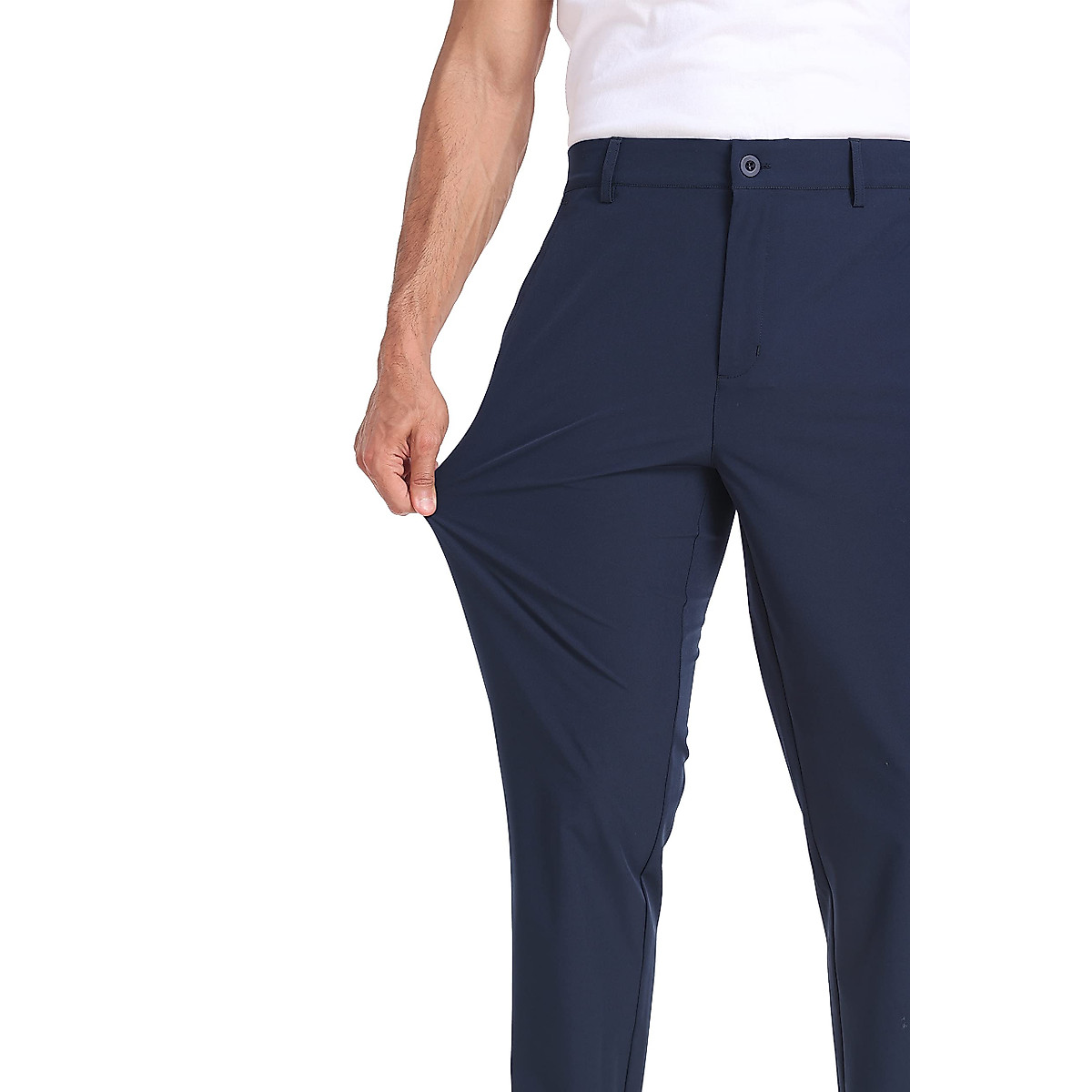 MoFiz Lightweight Slim Fit Golf Pants Stretch Pants Works Dress Comfort Light Trousers for Traveling Navy Size 34W