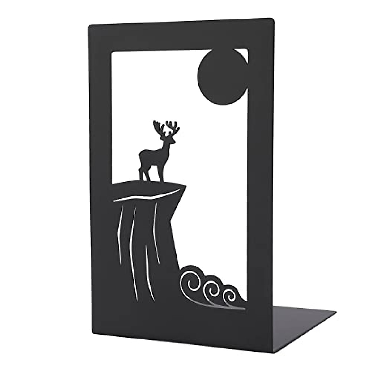 Book Holder, Upright Wide Applicability Metal Bookends with 4 Antislip Foam Pads for Books for Schools for CDs for Office (Cliff Deer)