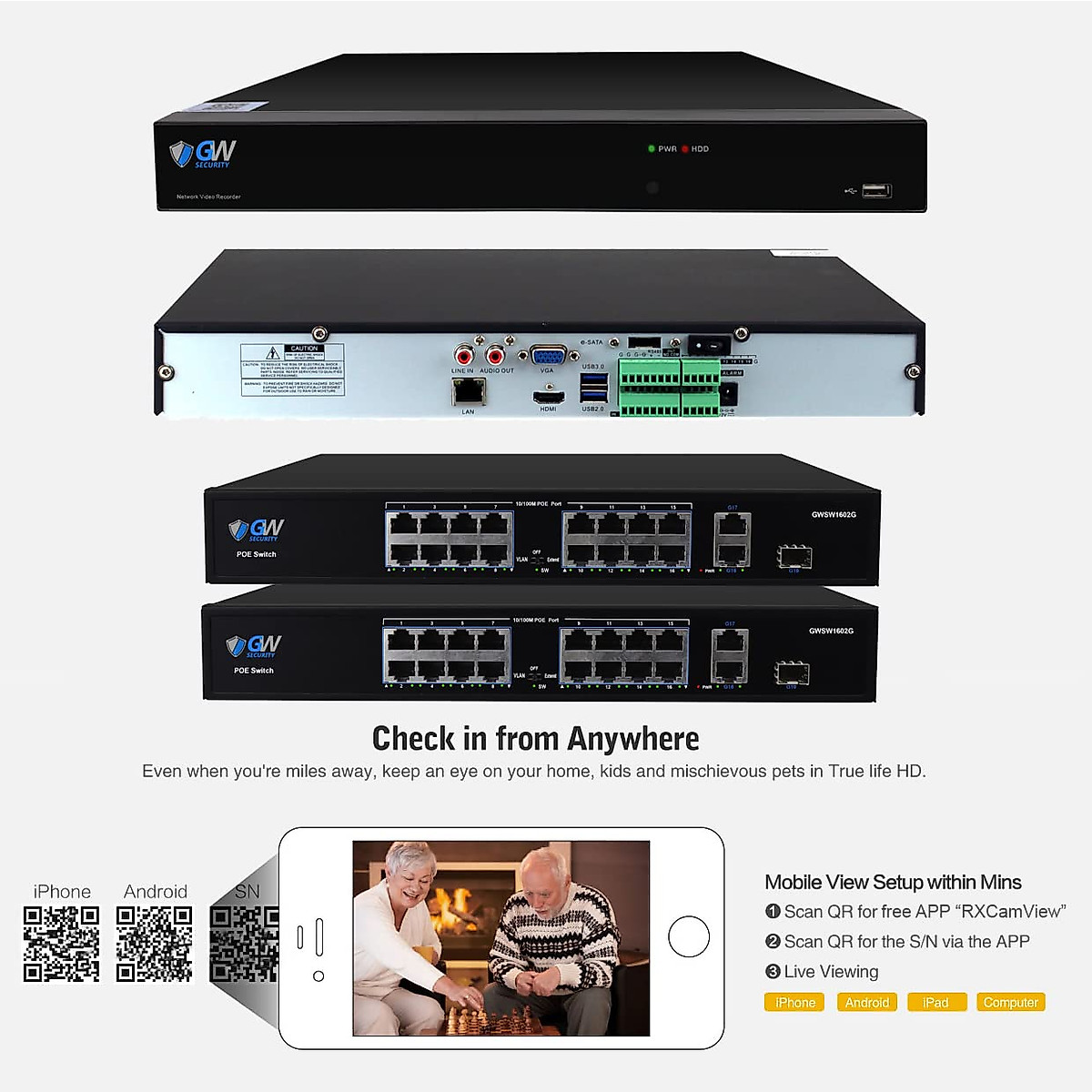 GW 4K Outdoor/Indoor Face Recognition/Human/Vehicle Detection Security Camera System, 32 Channel 8MP PoE NVR, 32 x 4K UltraHD Smart AI IP Microphone Bullet Camera, 24-7 Video & Audio Recording