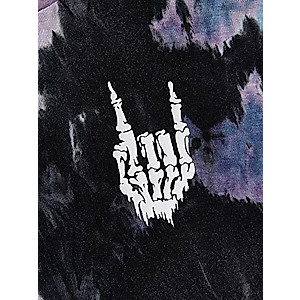 Verdusa Men's Tie Dye Short Sleeve Round Neck Tee Top Black Purple M