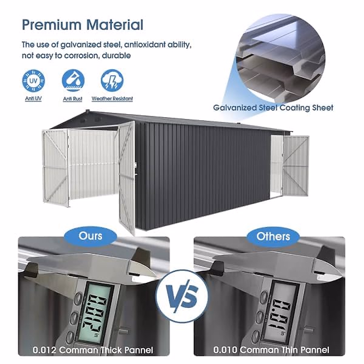 Jaxenor Outdoor Storage Shed 20x13 FT, Sheds & Outdoor Storage Clearance - Metal Garage Shed for Car, Truck, Bike, Lawnmower - Backyard Tool House Building with 2 Doors and 4 Vents