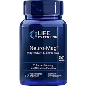 Life Extension Neuro-mag Magnesium L-threonate Dietary Supplements, 90 Count (Pack of 2) Capsules