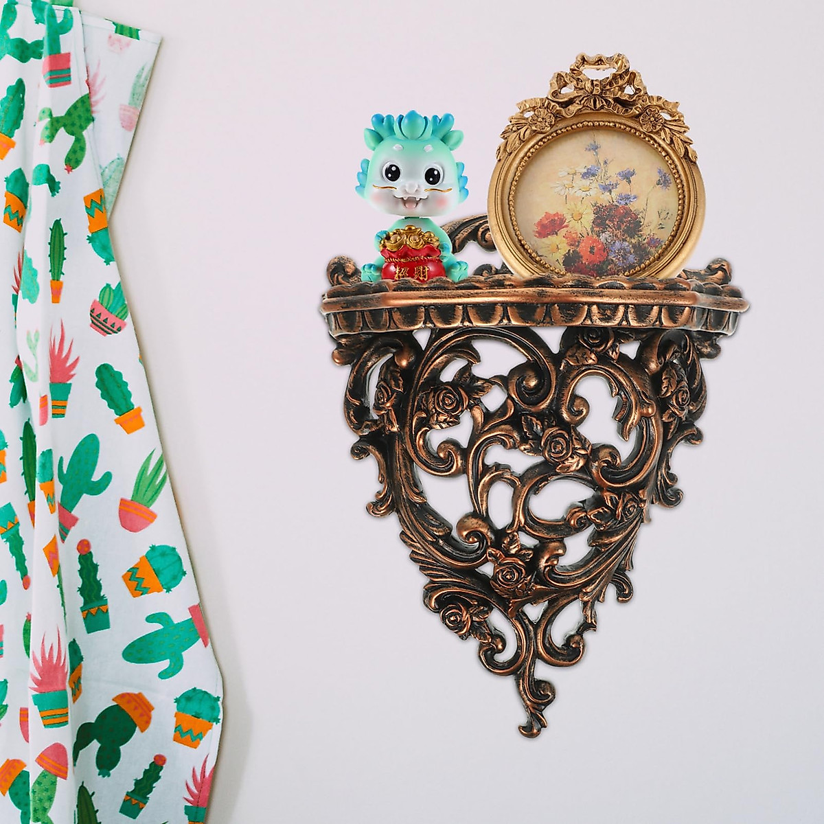 Ciieeo Wall Hanging Living Room Decorations Pot Stand Shelves Gold Wall Shelves Mount Sundries Holder Style Wall Holder Shelf Retro Storage Holder Antique Resin Household Hanging Board