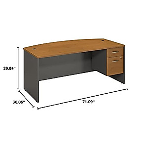 Bush Business Furniture Series C Collection 72W X 36D Bow Front Desk with 3/4 Pedestal in Natural Cherry