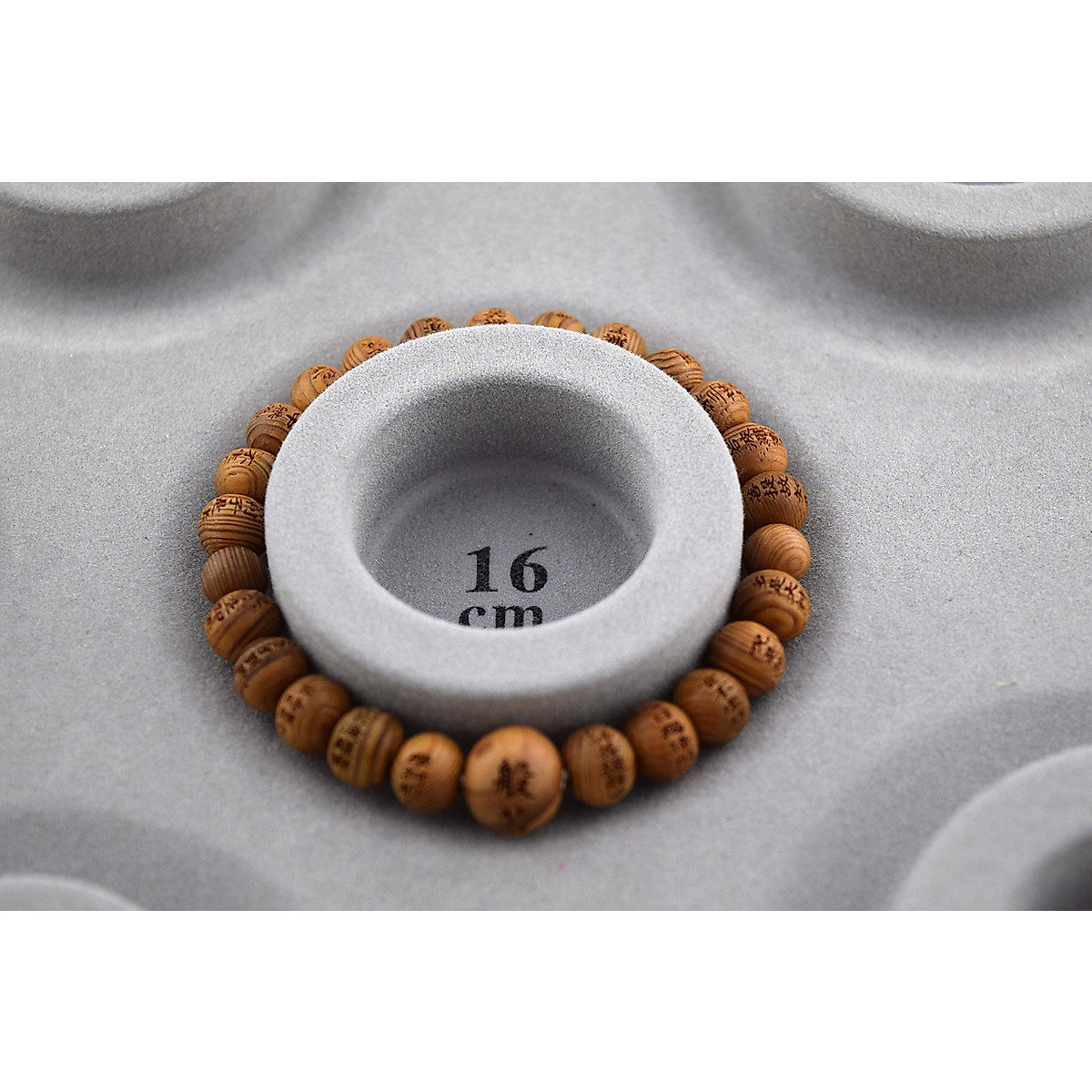 京都あさひ屋 Japanese Cedar Yakusugi Wood Heart Sutra carve Beads Bracelet Juzu dhyana Zen Kyoto rare Handmade for Men Women Gift Elastic Mala UDA108 (7.5-8.0mm)