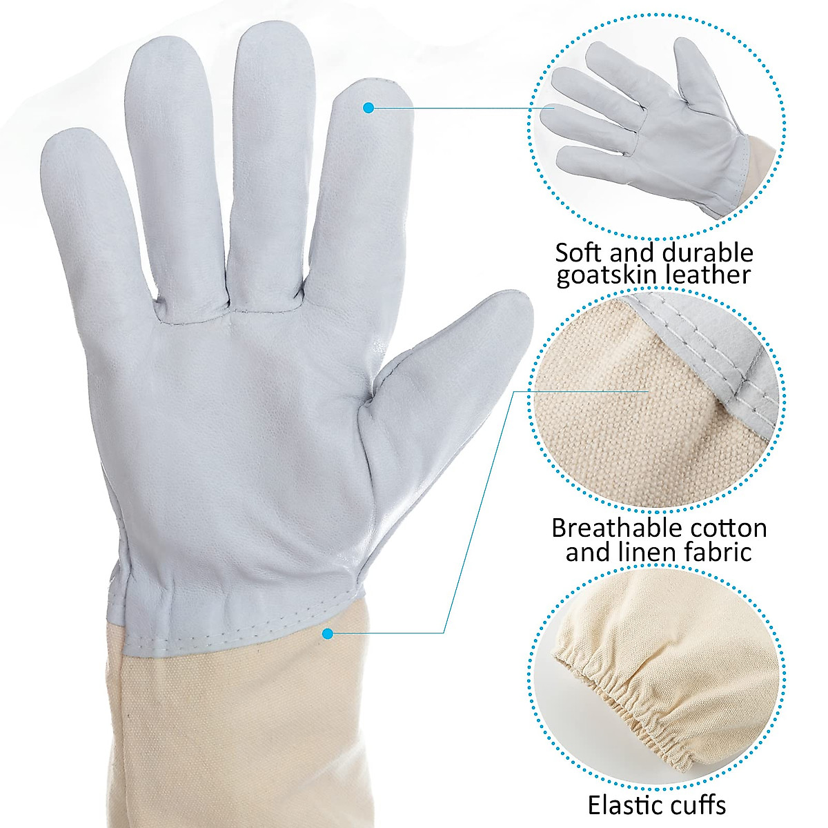 Professional Beekeeper Jacket with Goatskin Gloves- Premium Beekeeping Suit Jacket Pull Over with Fencing Veil Hood- Bee Jacket Beekeeping Smock Protective Suit for Beginner & Professional Beekeepers