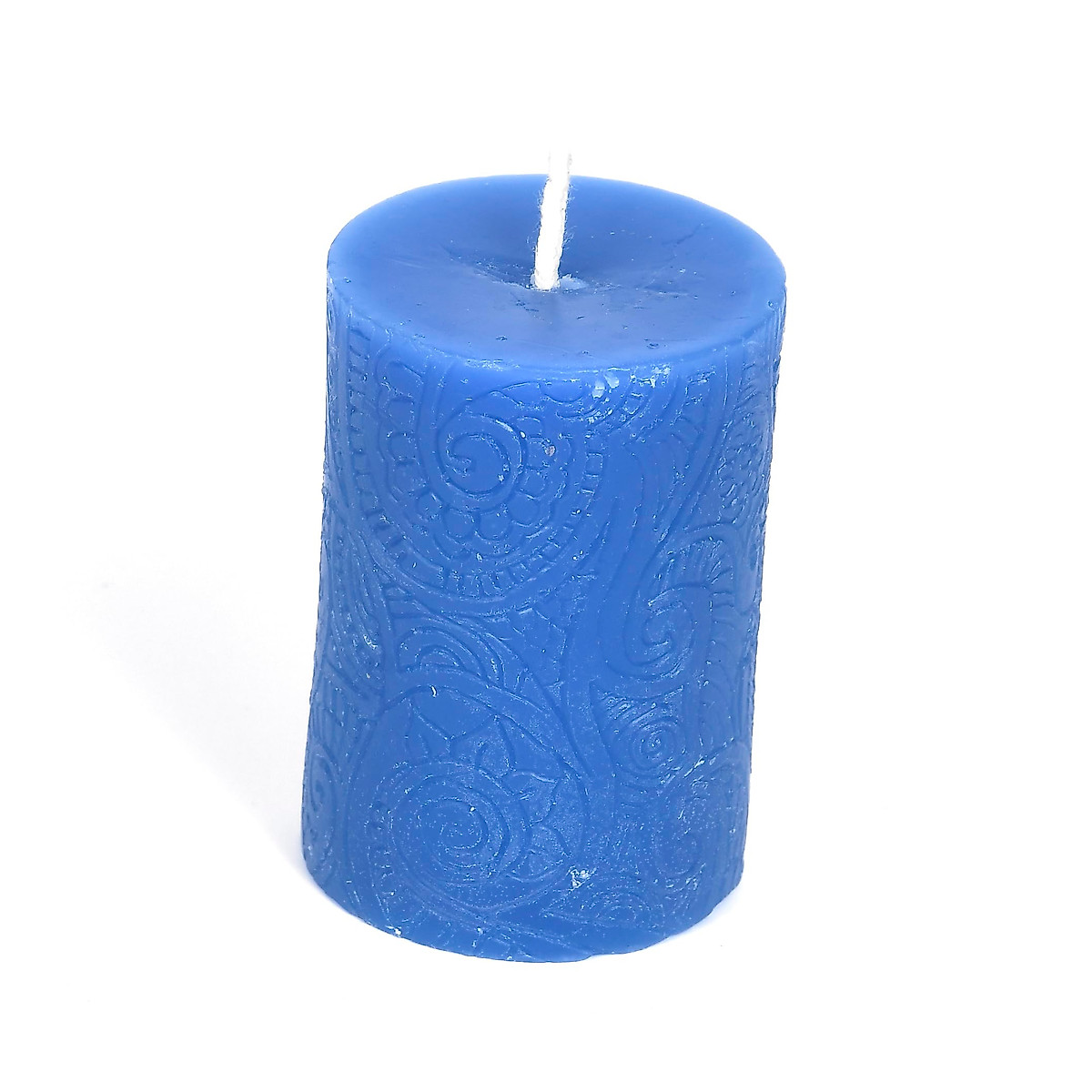 BeeTheLight Beeswax Pillar Candle - 100% Pure Bees Wax - Choose Your Size and Color - 24 Hour Burn Time - 2x3 - Unscented - Natural Light Honey Scent (Rustic Blue, Small)