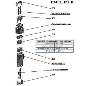 Aptiv 5-PIN GT-280 Series 25 Amps Sealed Connector Set Wire Gauge 16 18 GA