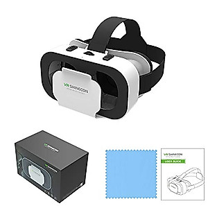 VR Headset for Cellphone, Universal Adjustable Lightweight VR Glasses Without Headphone for Mobile Games & Movies, Compatible 4.7-6.2 inch iPhone or Android, White