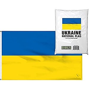 Ukraine Flag F3X5-UKR 3 x 5-Ft Ukrainian National Flag, Polyester with Brass Grommets, Blue, Yellow