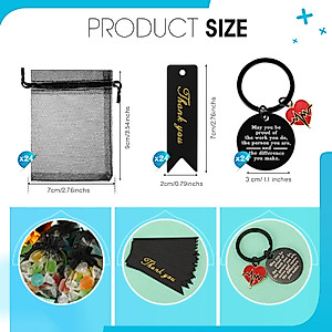 Sureio 72 Pcs Nurse Gift Include 24 Nurse Keychain with 24 Tassel Organza Bag and 24 Tag Thank You Gifts for Party(Black,Classic Style)