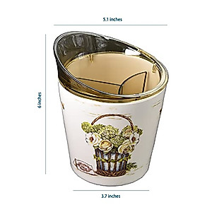 TEANXU Plastic Silverware Holder for Countertop Cutlery Holder Flatware Caddy, Kitchen Utensil Holder, Round