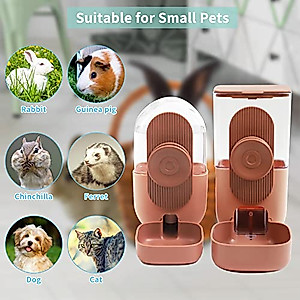 Lemtrflo Hanging Automatic Food Water Dispenser,Gravity Rabbit Feeder and Water Dispenser Set,Cage Cat Food and Water Dispenser Food Bowl for Bunny Chinchilla Guinea Pig Hedgehog Ferret
