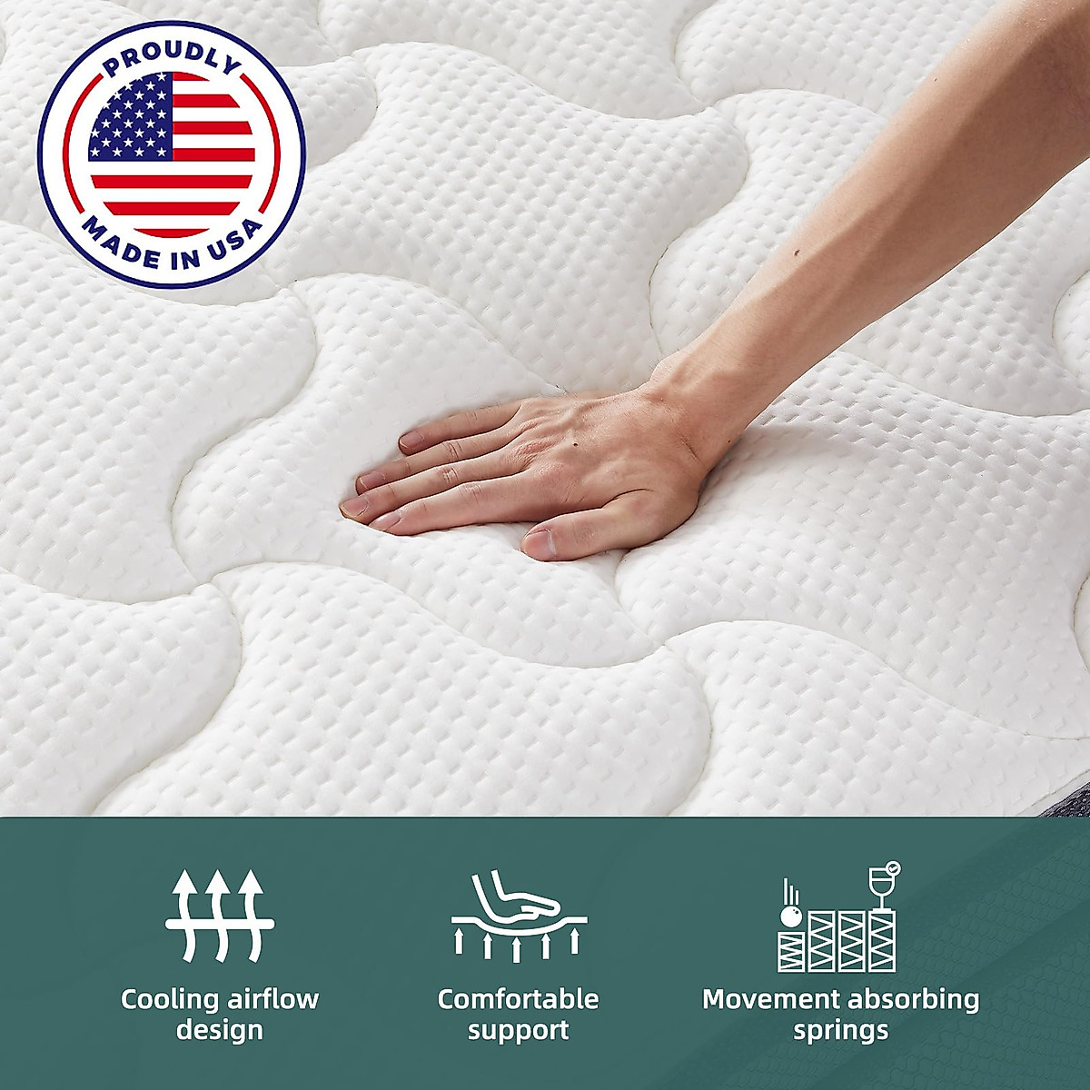 restologie Sigma 10 inch Hybrid Mattress/Made in America/Pocket Coils & Memory Foam for Cooling and Comfort/Reinforced Edge Support/Mattress in a Box/Firm Tight Top (Queen (U.S. Standard))