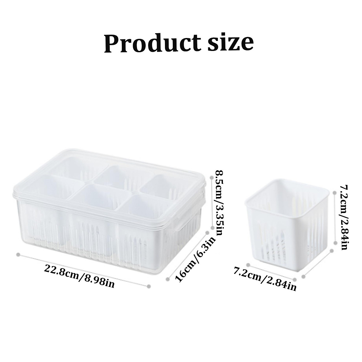 CurcKua Fridge Storage Containers Kitchen Scallion Storage Box 6-in-1 Snackle Box Container with Lid Plastic Reusable Fridge Vegie Fruit Food Fresh-Keeping Drain Box.