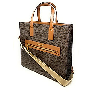 Michael Kors KENLY LARGTE TOTE SHOULDER BAG SATCHEL (Brown PVC)