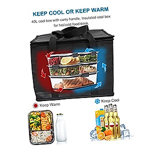 BESTonZON Insulation Bags Catering Bag Insulated Bag for Catering Insulated Shopping Bags Foldable Lunch Bag Portable Ice Pack Heat Bags for Food Collapsible Transport Tote Cooler Bag Large
