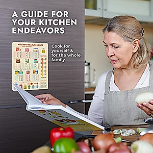 Kitchen Conversion Chart Magnet for Easier Cooking & Baking - Accurate Baking Conversion Chart - Metric System Conversion Chart for Cooking - Cooking Temperature Chart for Professional & Home Chefs