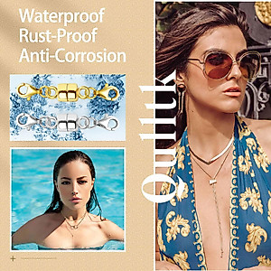 Qulltk Double Lobster Clasp Magnetic Necklace Clasps and Closures 14K Gold and Silver Magnetic Jewelry Clasps Converters for Bracelet Necklaces Extender