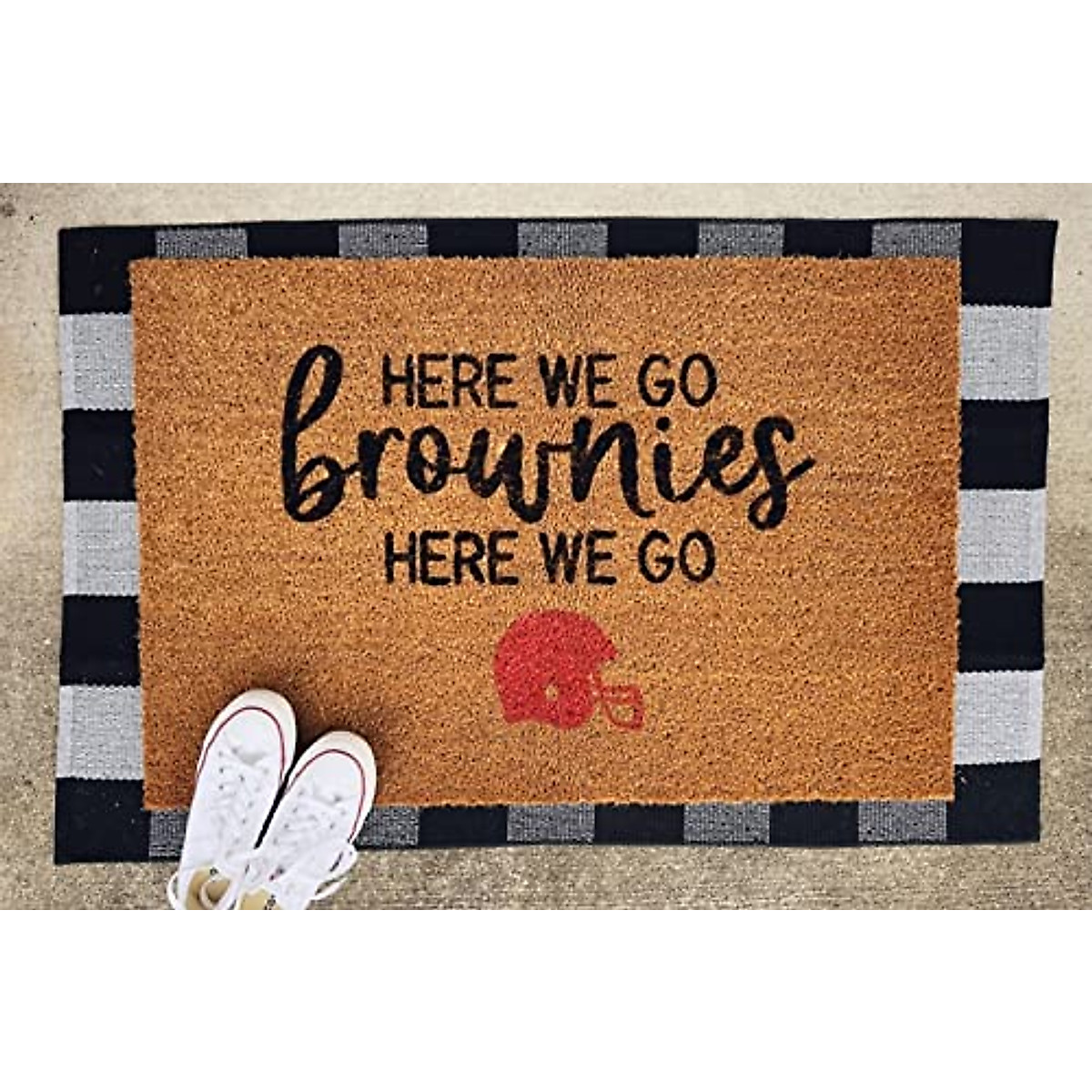 Buffalo Plaid Rug 2 x 3 ft Black White Checkered Door Mats for Entry Way, Front Porch, Kitchen, Farmhouse Carpet Cotton Washable Hand Woven Outdoor Rug