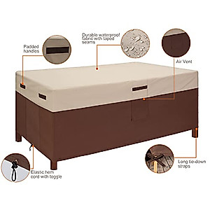 ELEXTYLE Waterproof Patio Table Covers for Rectangle Table and 4-6 Chairs 96''L x 70''W x 32''H Brown/Beige Outdoor Rectangular/Oval Windproof Patio Dinning Set Covers
