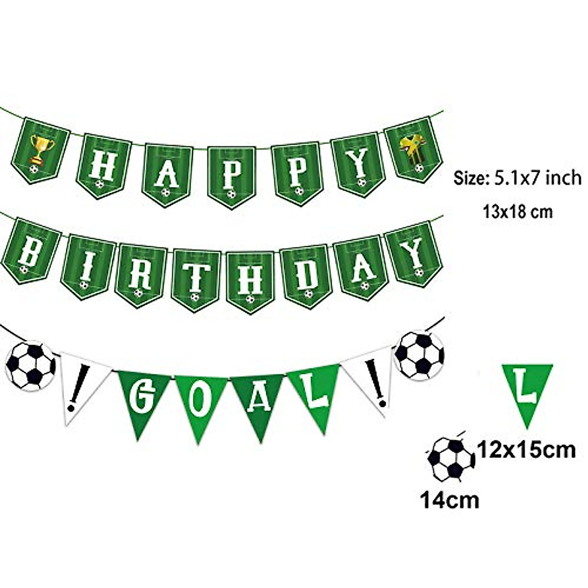 Soccer Birthday Banner, Soccer Party Supplies,Soccer Theme Happy Bday Bunting Sign, Soccer Party Decoration Pre-Strung Soccer Bday Party Sign, Pennant Bunting for Boy Men