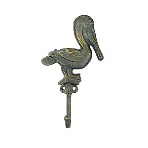 TG,LLC Treasure Gurus Metal Coastal Pelican Wall Hook Beach House Hat Coat Hanger Bath Towel Rack Nautical Home Decor