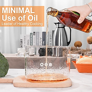 Glass Saucepan With Cover, 2L/70OZ Upgraded Thickened Heat-Resistant Glass Pots For Cooking On Stove, HOIDGUB The Best Handmade Glass Simmer Pot For Glass Safe For Pasta Noodle, Soup, Milk, Baby Food