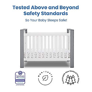 Delta Children Miles 4-in-1 Convertible Crib, Greenguard Gold Certified, Bianca White/Textured Cloud