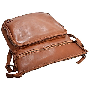 Wise Owl Accessories Real Leather Crossbody Handbags & Purses for Women Set of 2 (Cognac and Black Vintage)