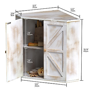 Trironsun Corner Bread Box for Kitchen Counter Double Layer Bamboo Bread Storage Container Large Capacity Bread Storage Bin Farmhouse Breadbox Organizer (Antique White)