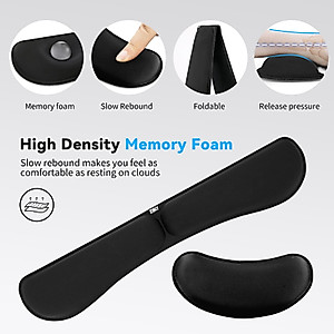 ZIBLY Gel Memory Foam Wrist Rest Keyboard and Mouse Set - Ergonomic Anti-Skid Non Slip Cushion Mouse Pad Wrist Support - Easy Typing, Pain Relief for Work from Home Gaming Computer Laptop