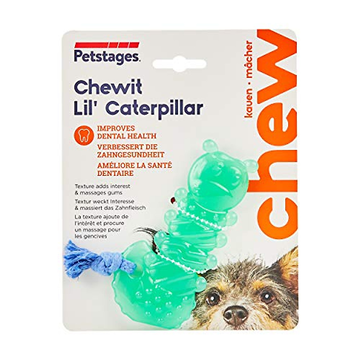 Petstages Orka Chewit Lil' Caterpillar Dog Chew Toy